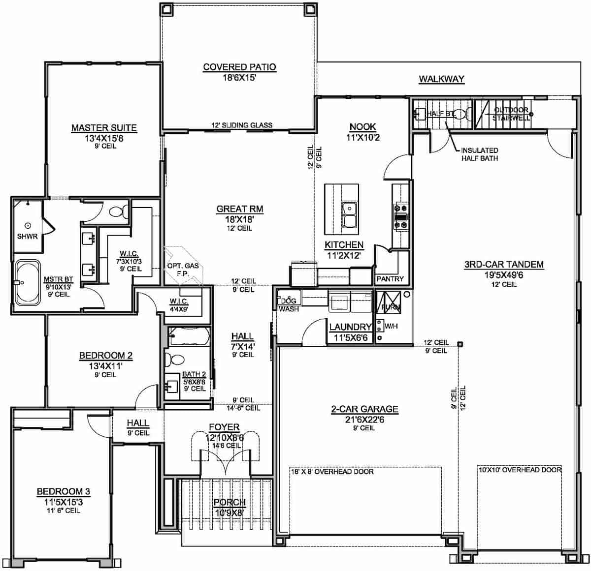 Southwest Pueblo House Plan - 3 Bed, 2.5 Bath - 1868 Sq Ft - #208-1029